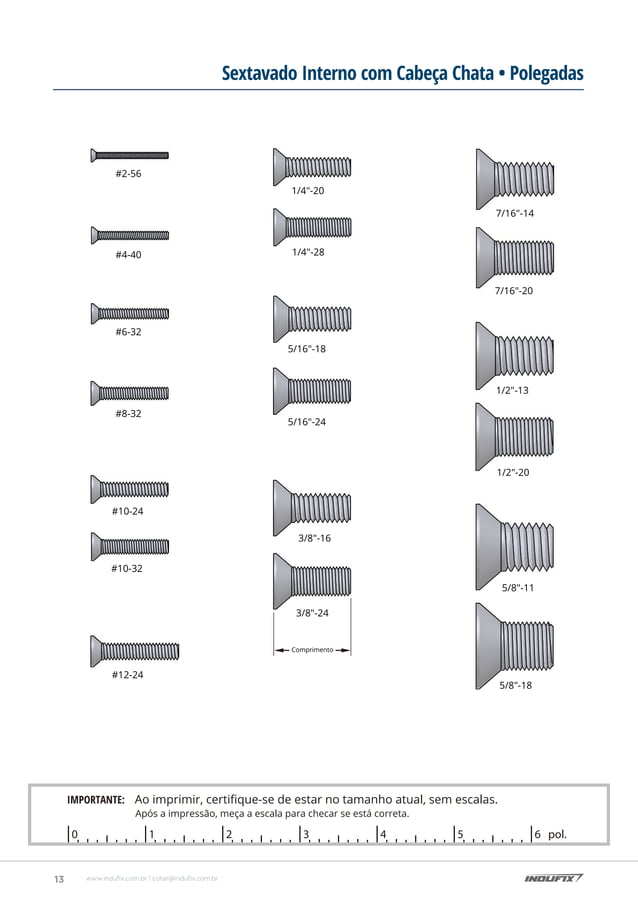 Gabaritos para Imprimir - Tamanho Real de Parafusos, Porcas e Arruelas