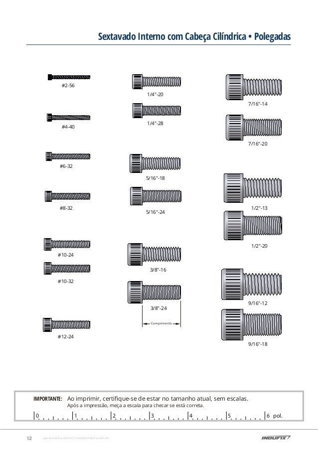 Gabaritos para Imprimir - Tamanho Real de Parafusos, Porcas e Arruelas
