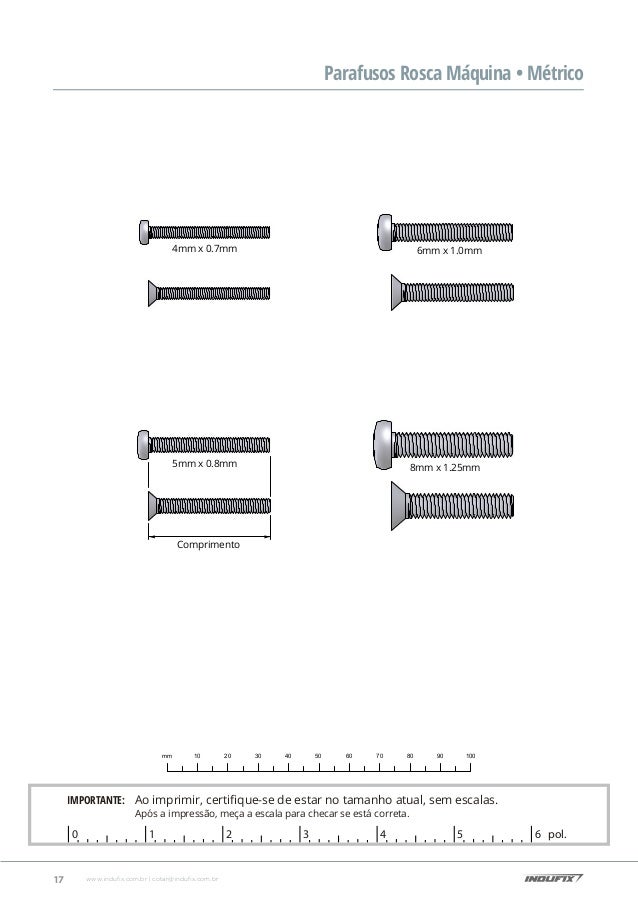 Gabaritos para Imprimir - Tamanho Real de Parafusos, Porcas e Arruelas