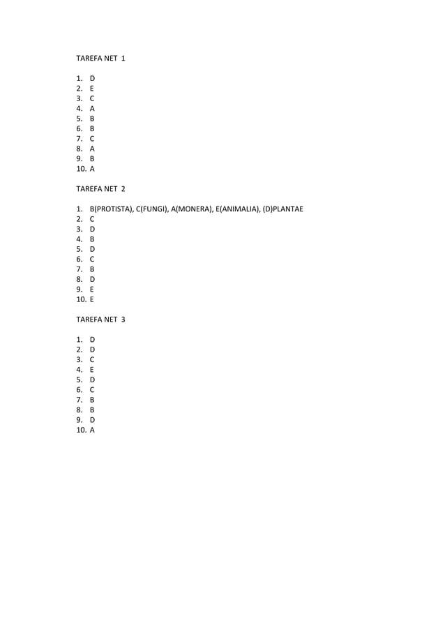 Gabarito tarefas net - 7º ano - apostila 01 | PDF