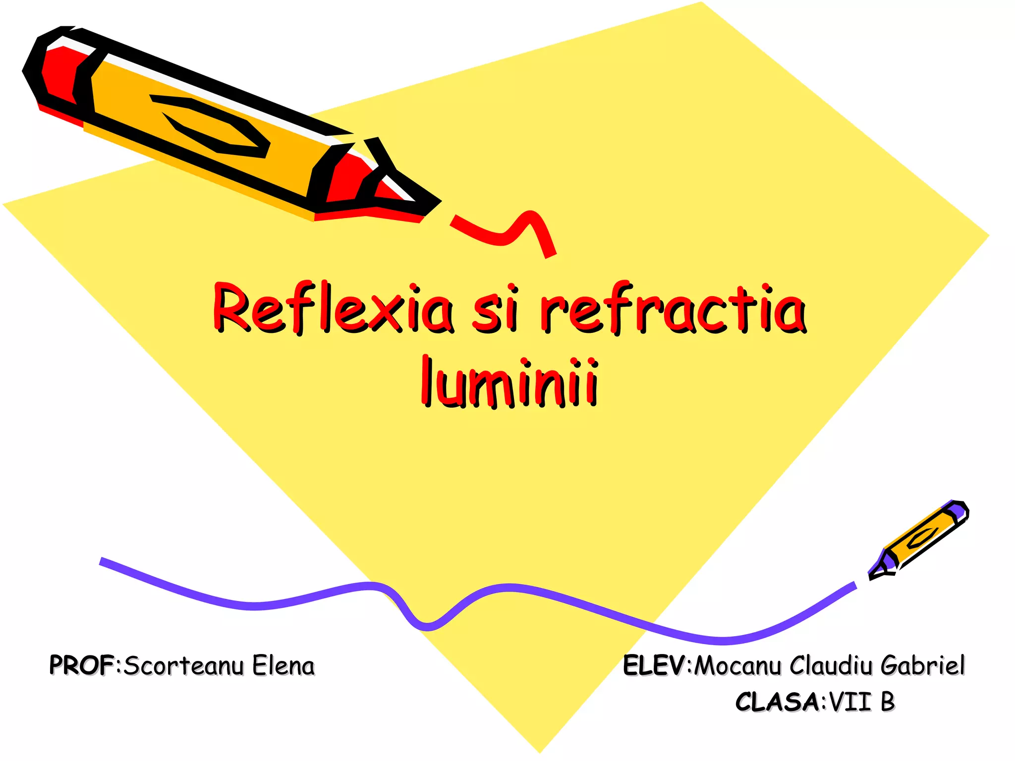 Reflexia si refractia luminii | PPT