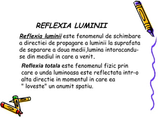 Reflexia si refractia luminii | PPT