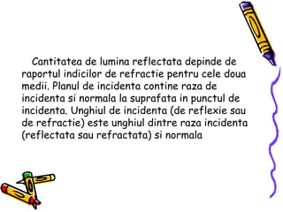 Reflexia si refractia luminii | PPT