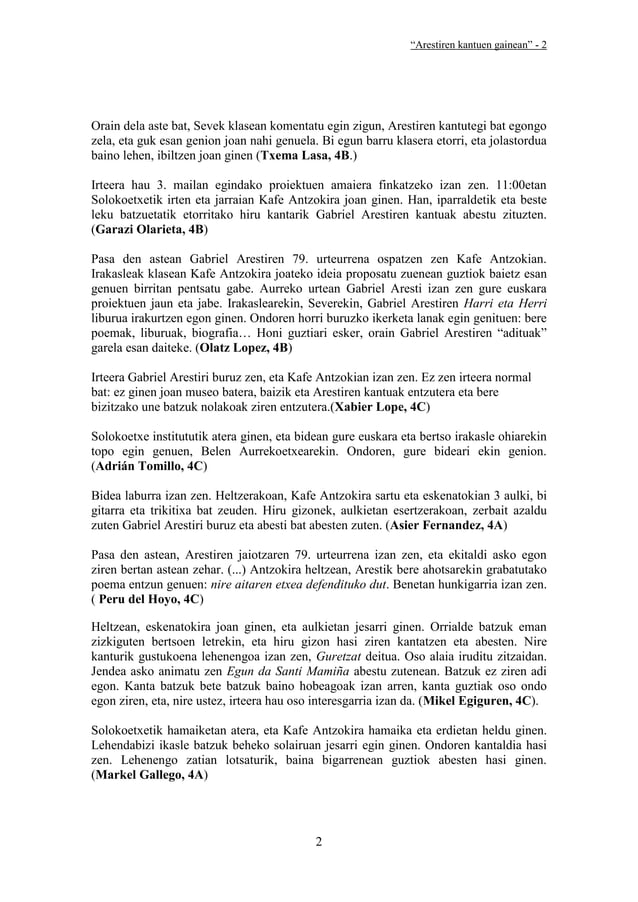 Gabriel aresti, kronika | PDF