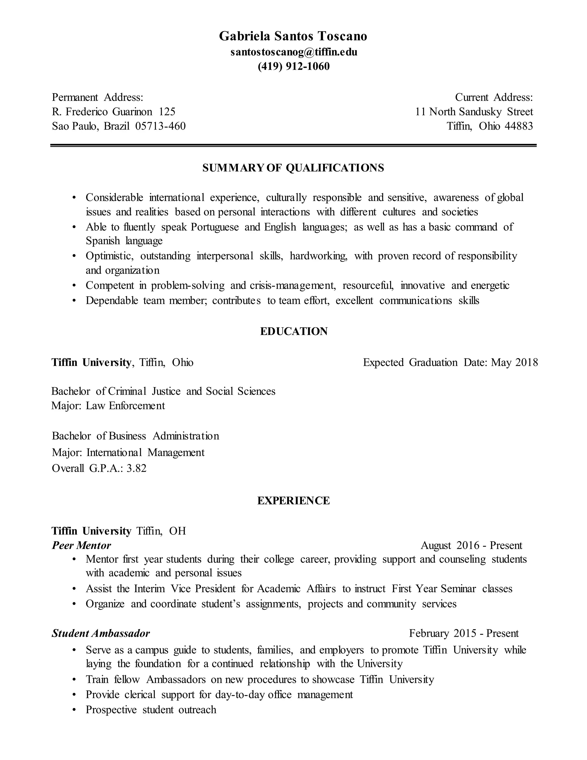 Gabriela santos toscano official resume | DOCX
