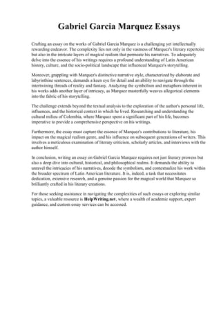Gabriel Garcia Marquez Essays.pdf | Fiction | Books and Literature
