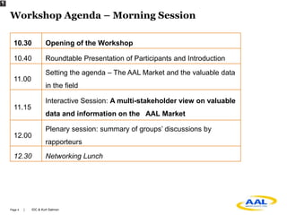 Workshop on the AAL Market Observatory – Identifying stakeholders’ needs | PPTX