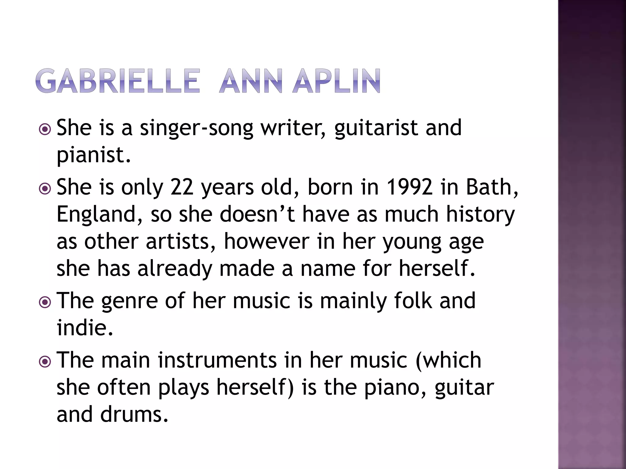 Gabrielle Aplin | PPTX | Music | Entertainment