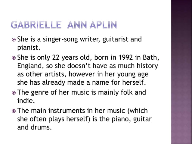 Gabrielle Aplin | PPTX | Music | Entertainment