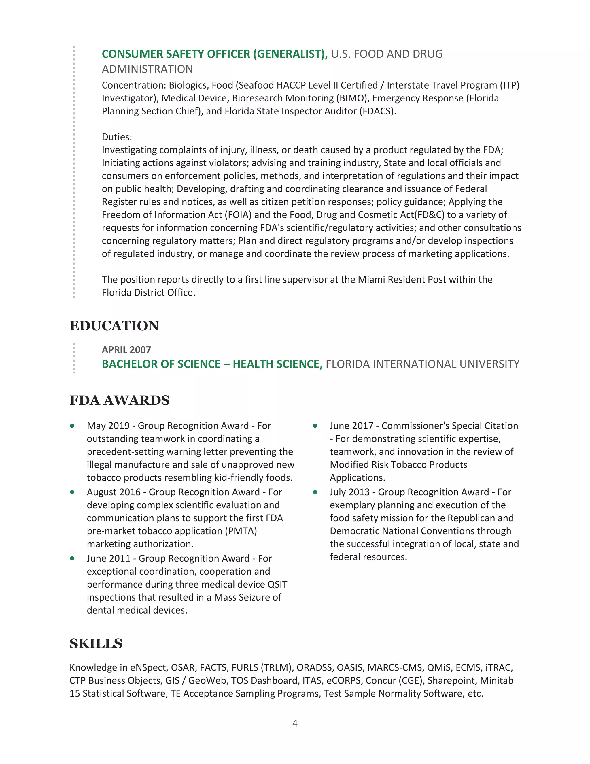 Gabriel Muniz FDA Only Resume | PDF