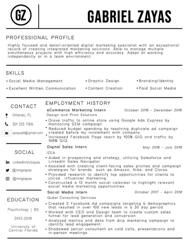 Gabriel Zayas Resume | PDF | Resume Writing and Advice | Job Search