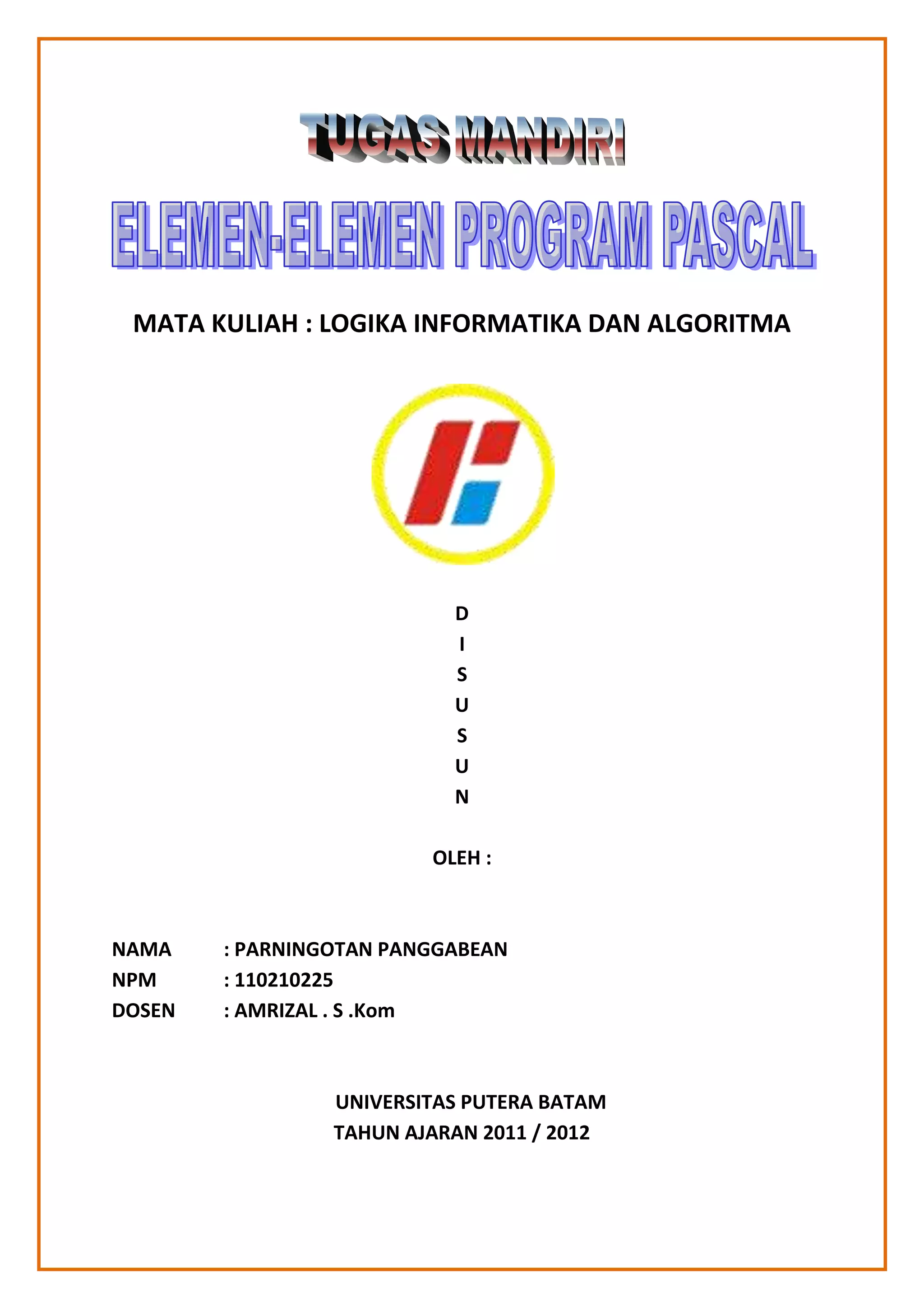 Elemen-Elemen Program Pascal | PDF