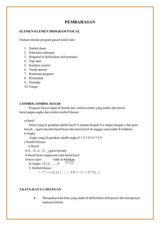 Elemen-Elemen Program Pascal | PDF