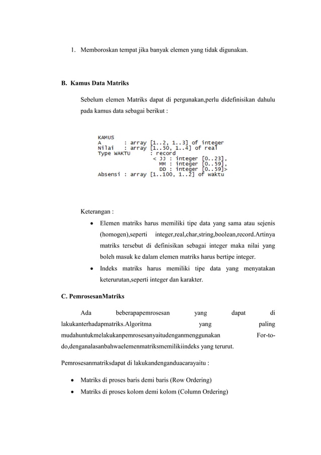 Makalah Matriks dalam Struktur Data | PDF