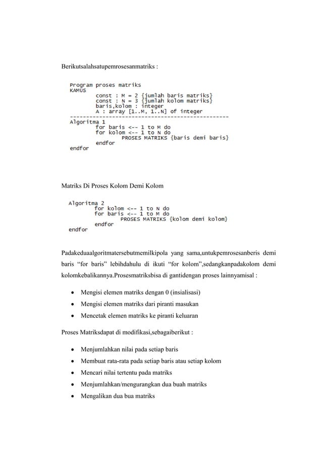 Makalah Matriks dalam Struktur Data | PDF