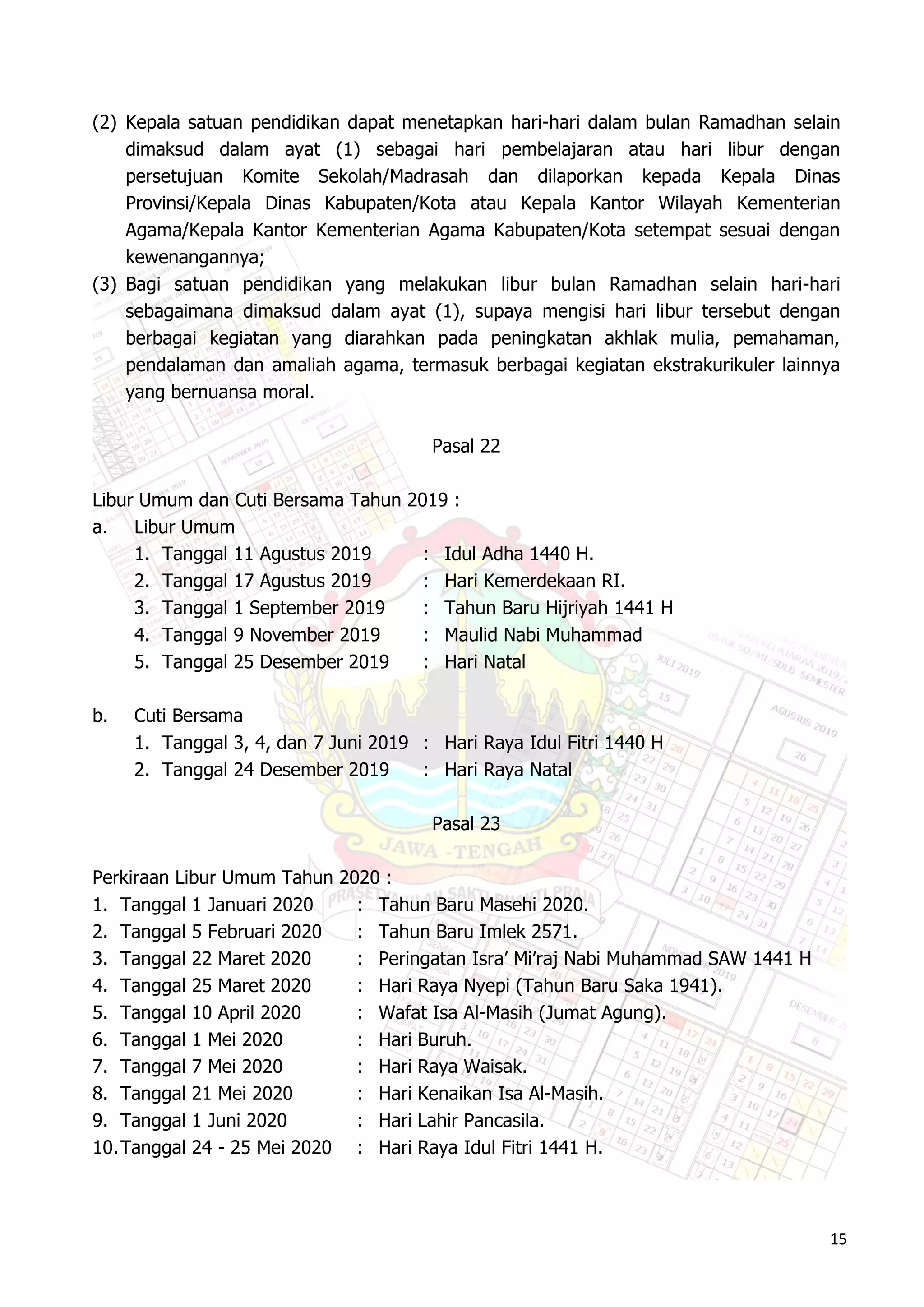 Juknis Kaldik Provinsi Jawa Tengah TP. 2019/2020 | PDF