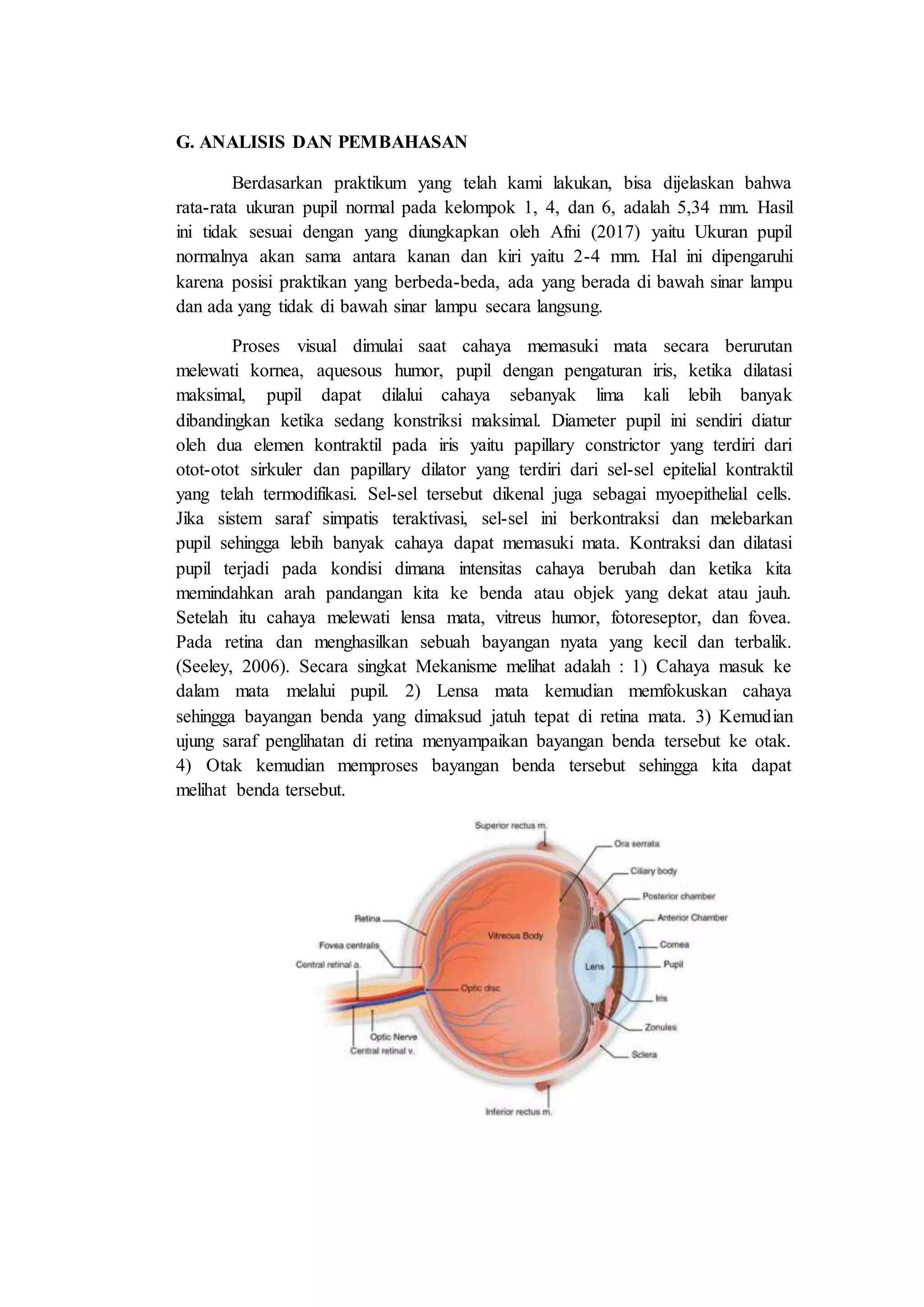 Laporan Praktikum Fisiologi Hewan: Refleks Pupil dan Bintik Buta Pada ...