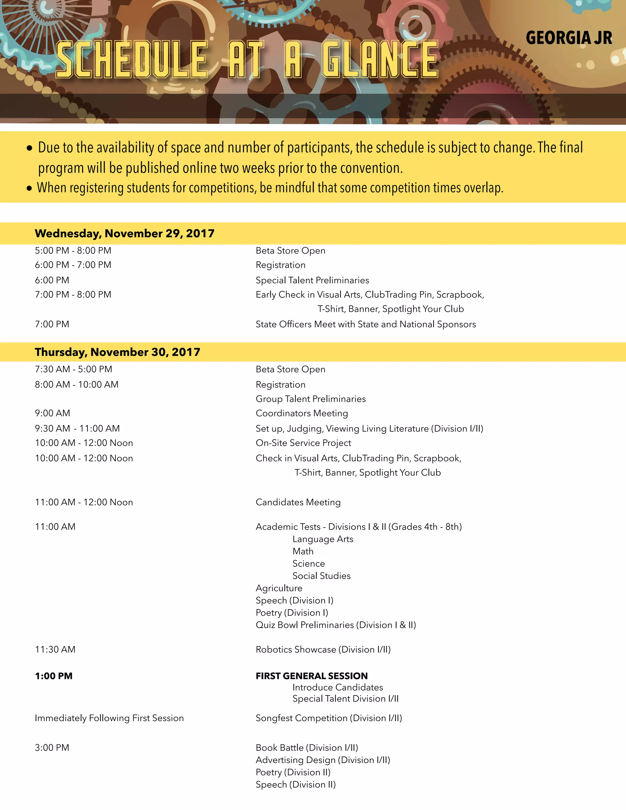 Ga convention schedule | PDF