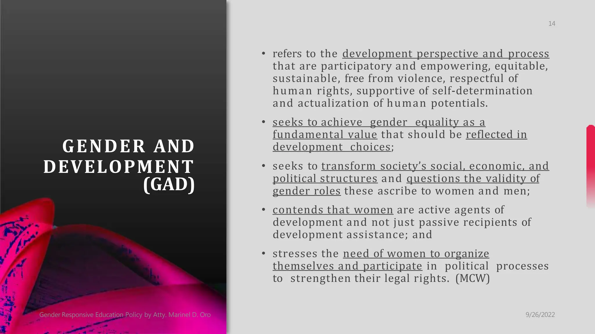 Gender and Development Presentation for INSET | PPTX