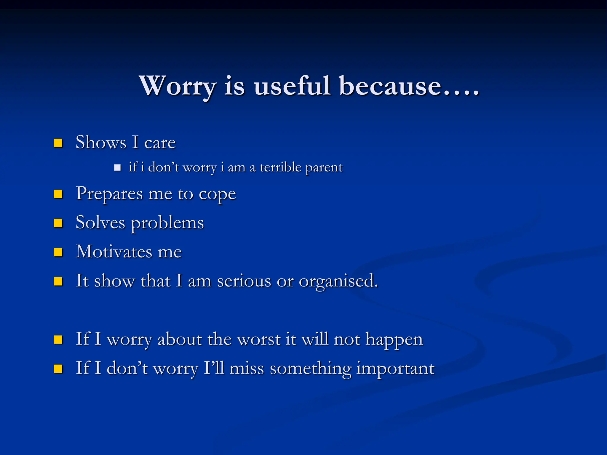 GAD model of Cognitive behavioural Therapy. | PDF