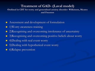 GAD model of Cognitive behavioural Therapy. | PDF