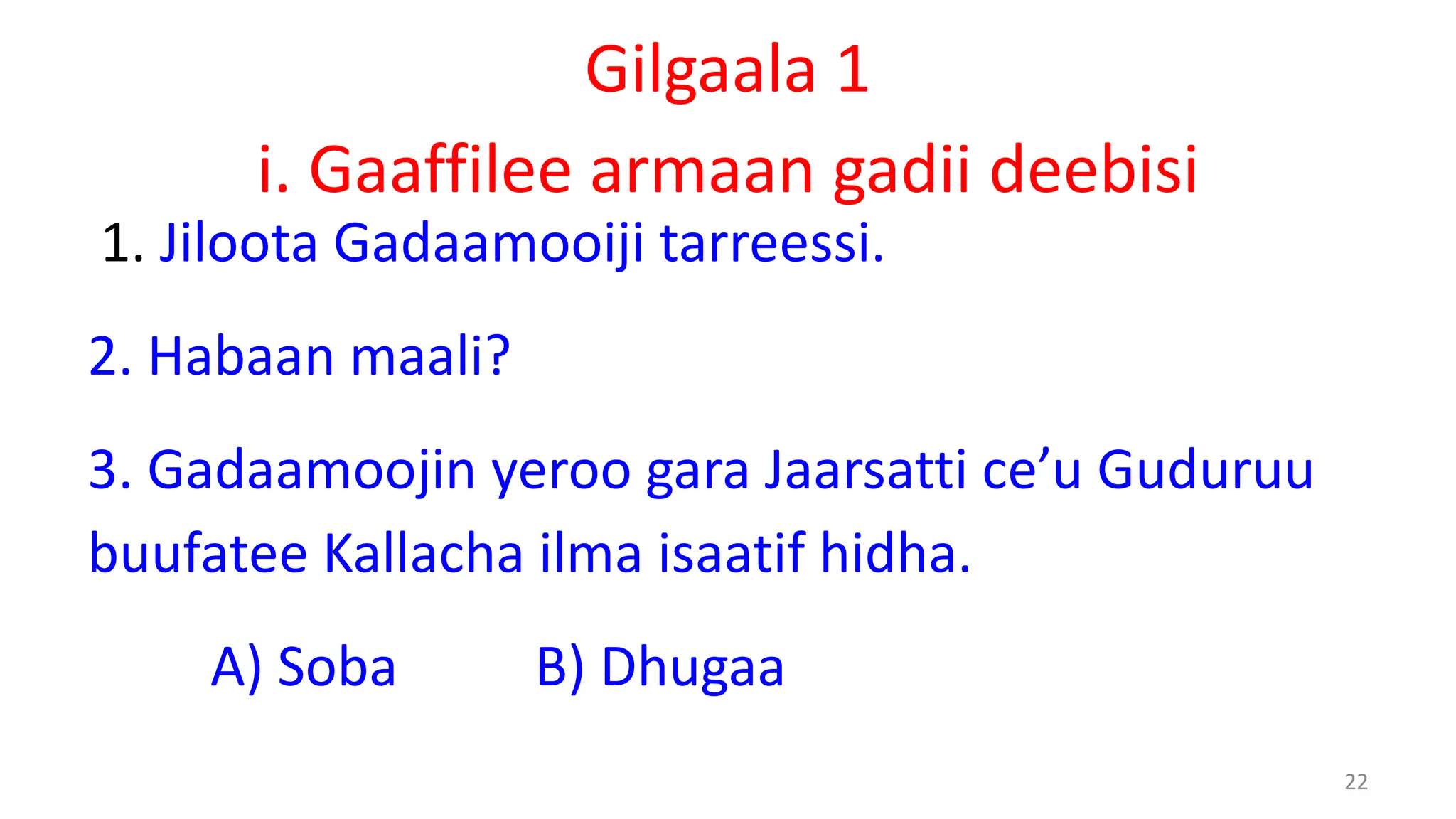 Yaadannoo Barnoota Gadaa kutaa 8ffaa 2016 | PPTX