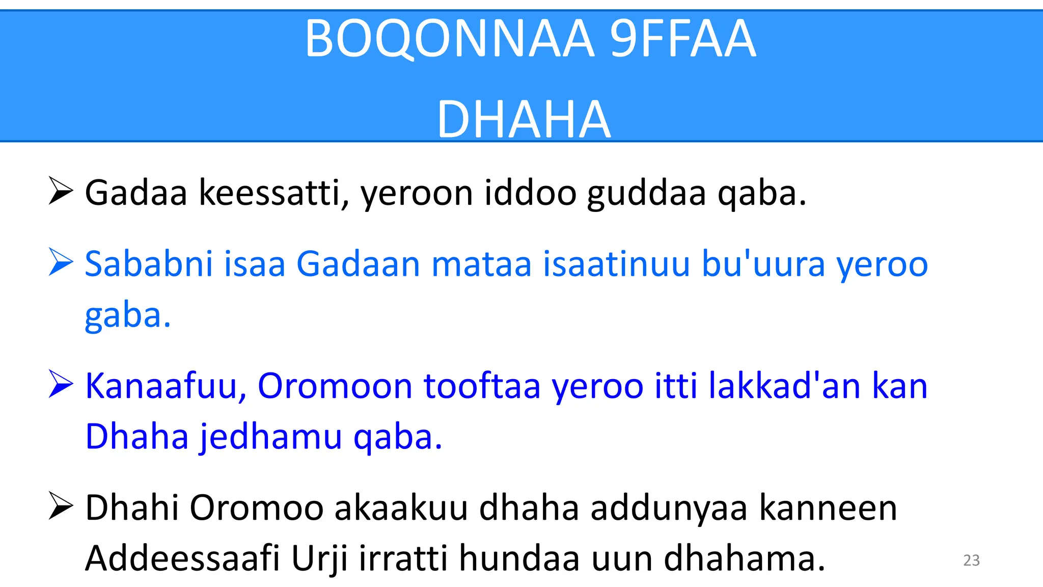 Yaadannoo Barnoota Gadaa kutaa 8ffaa 2016 | PPTX
