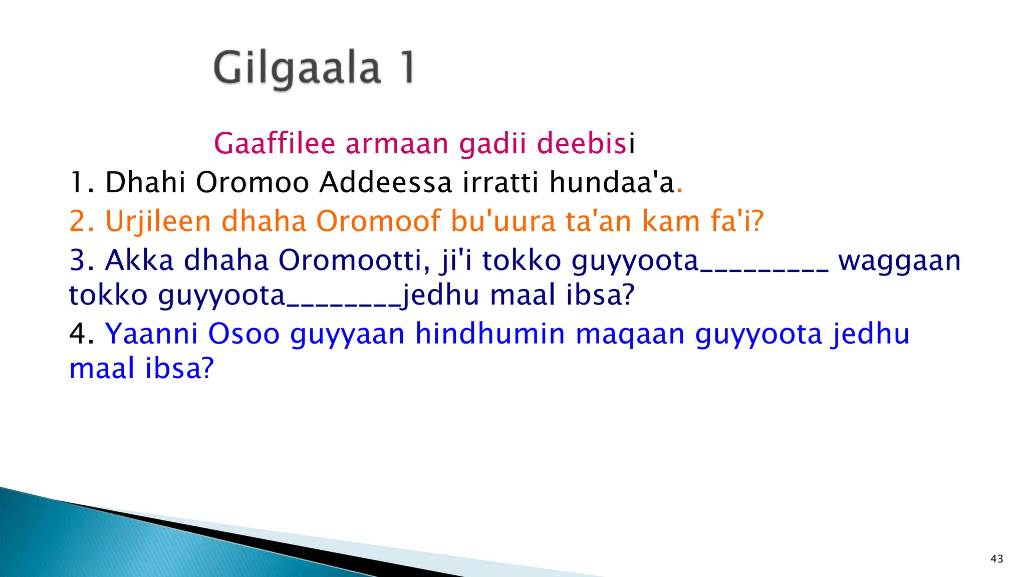 Yaadannoo Barnoota Gadaa kutaa 8ffaa 2016 | PPTX