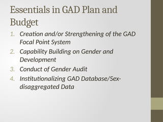 GENDER AND DEVELOPMENT BASIC GUIDELINES AND MANDATES | PPTX