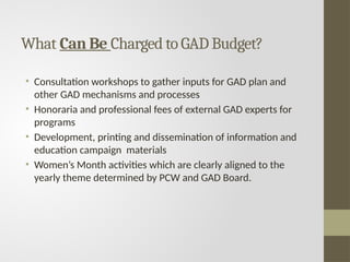 GENDER AND DEVELOPMENT BASIC GUIDELINES AND MANDATES | PPTX
