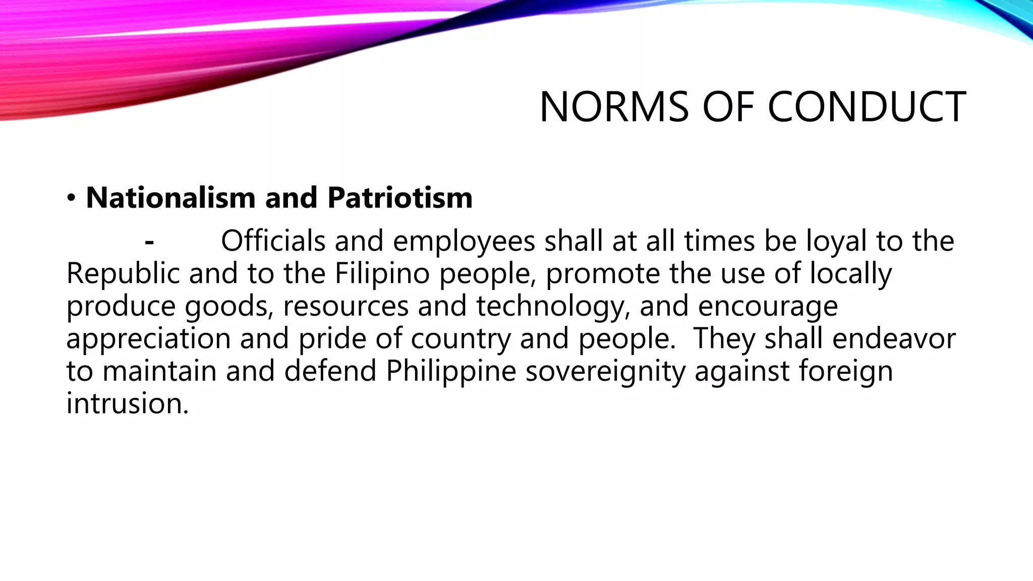 Code of Conduct and Ethical Standards of Public Officials and Employees ...