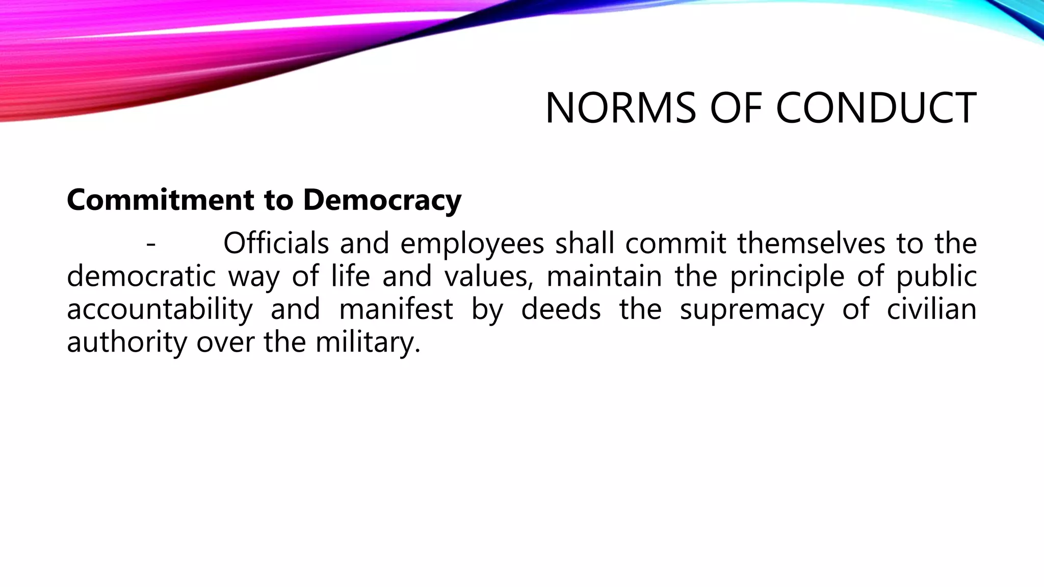 Code of Conduct and Ethical Standards of Public Officials and Employees ...