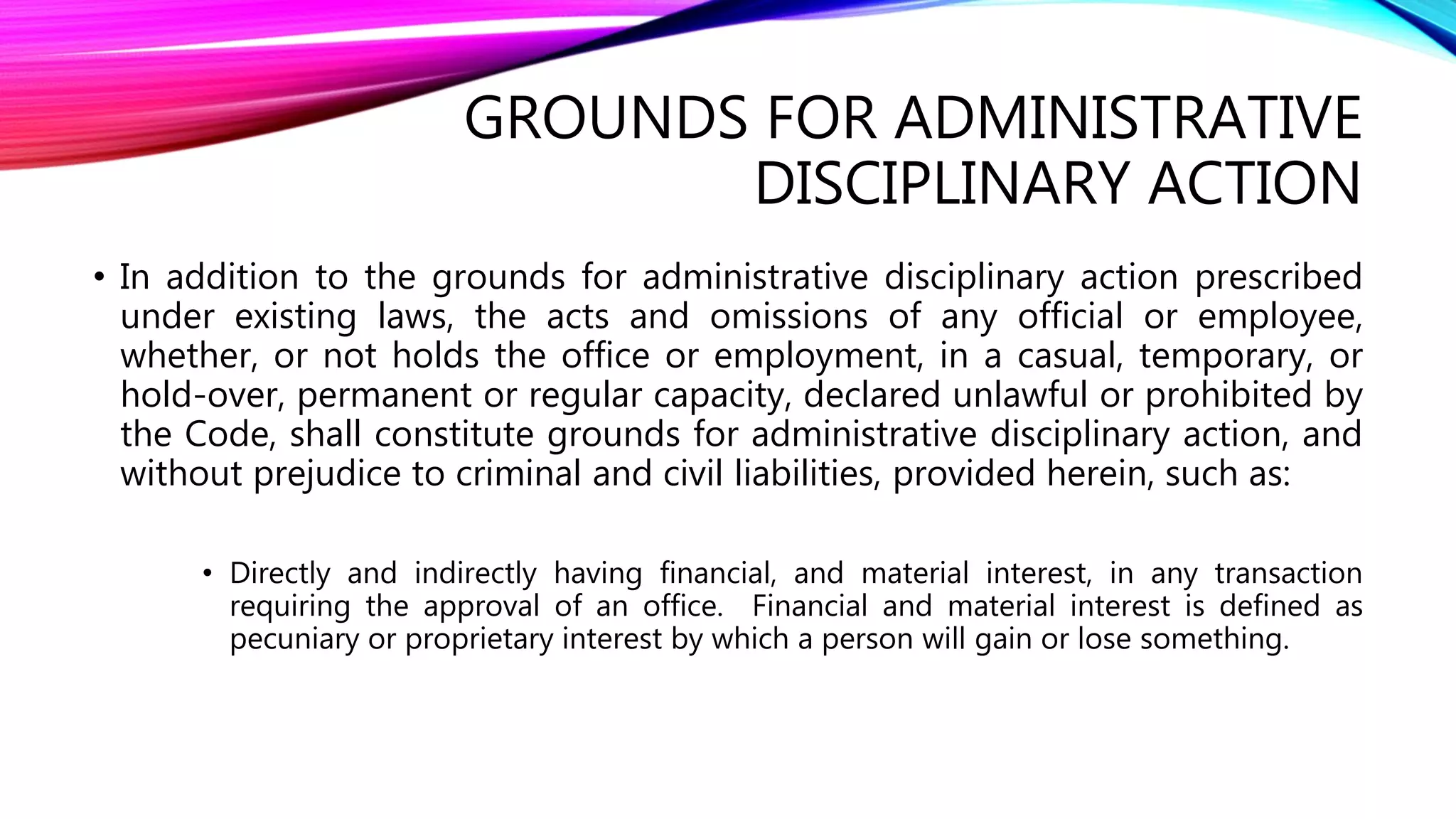 Code of Conduct and Ethical Standards of Public Officials and Employees ...