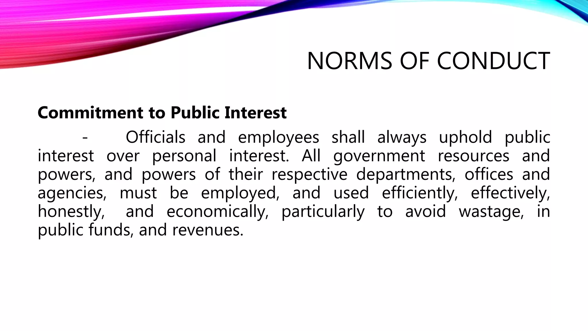 Code of Conduct and Ethical Standards of Public Officials and Employees ...
