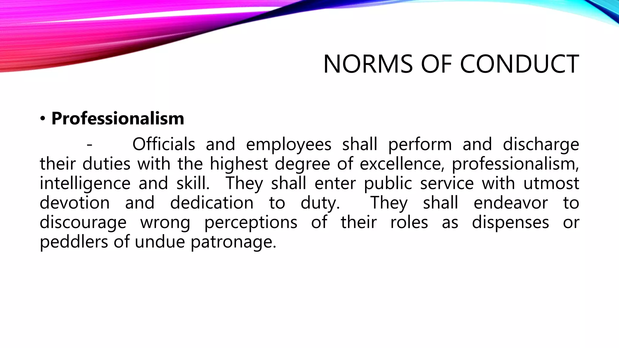 Code of Conduct and Ethical Standards of Public Officials and Employees ...