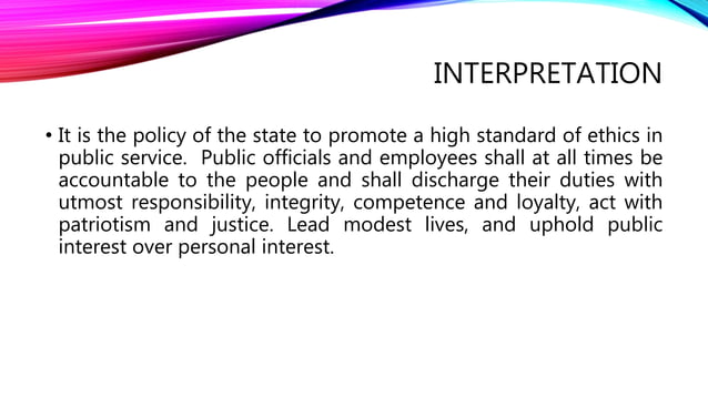 Code of Conduct and Ethical Standards of Public Officials and Employees ...