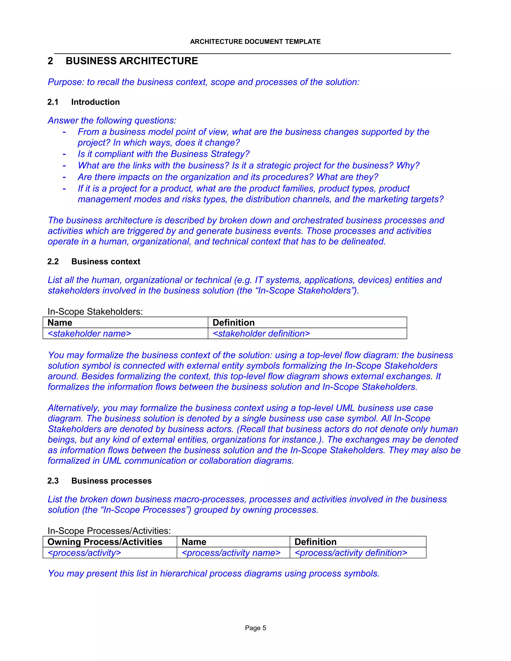 Architecture Document Template | DOC