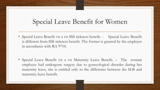 Special Leave Benefit for Women Employees | PPTX