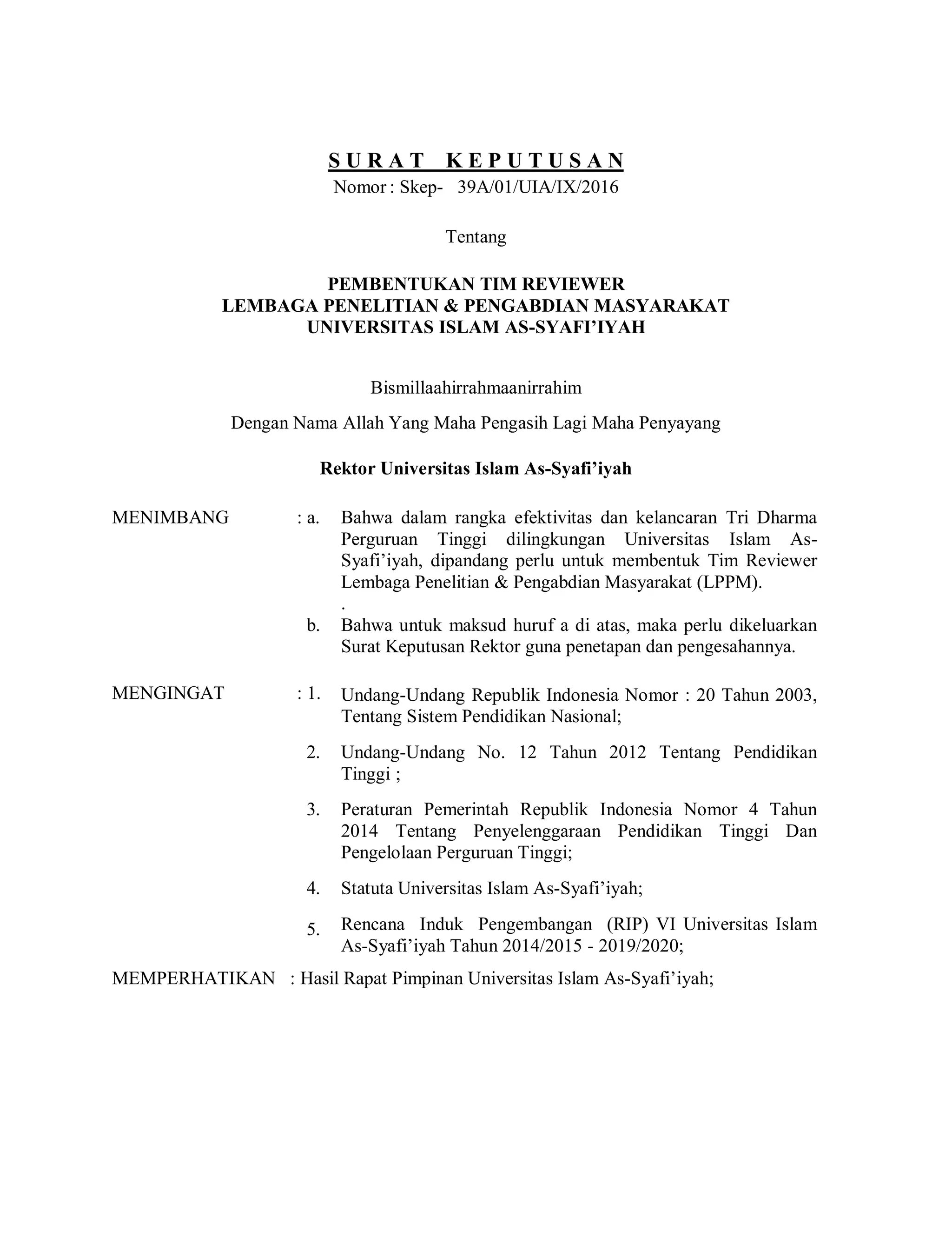 Sk reviewer-lppm-th-2016 | PDF
