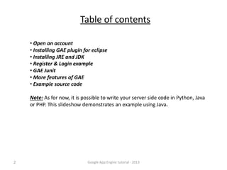 Google App Engine tutorial | PPT