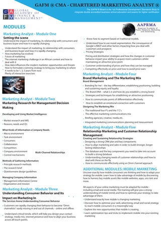 Kenya Chartered Marketing Analyst Certificate Course | PDF