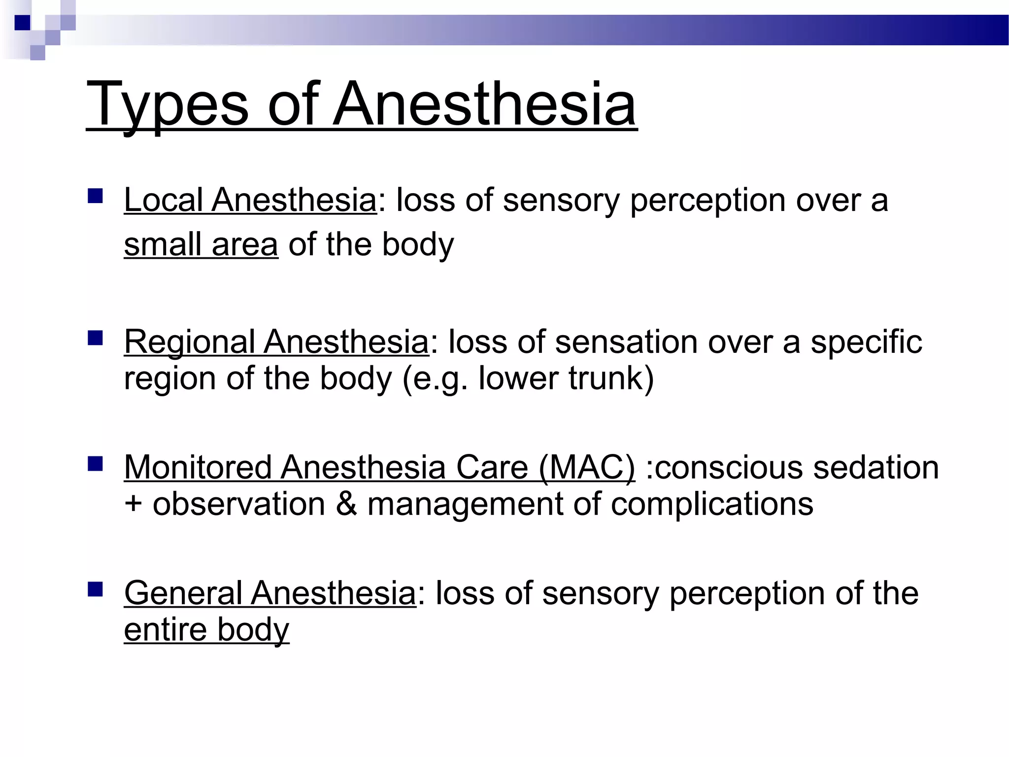 Introduction to Anesthesia for medical students | PPT