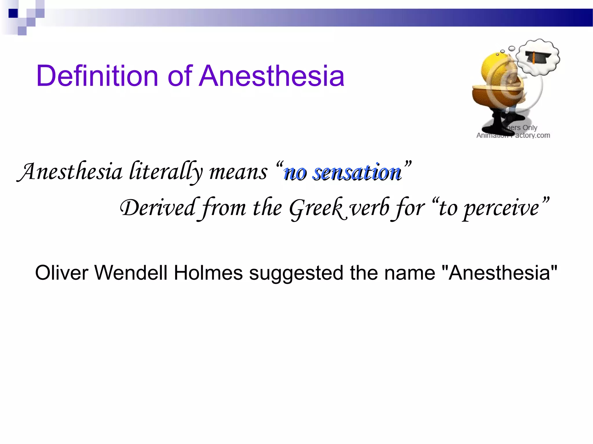 Introduction to Anesthesia for medical students | PPT