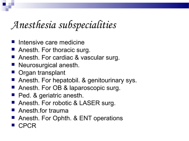 Introduction to Anesthesia for medical students | PPT