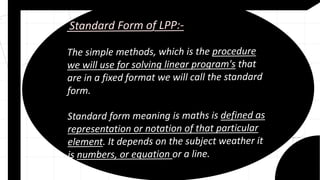 Canonical form and Standard form of LPP | PPTX