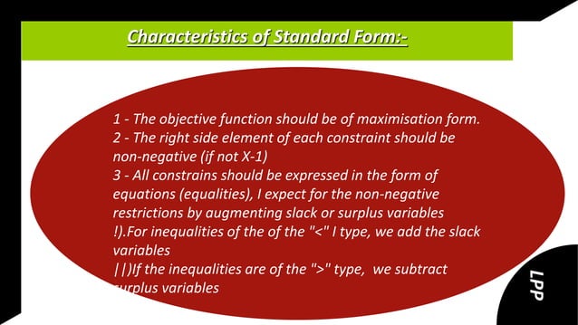 Canonical form and Standard form of LPP | PPTX