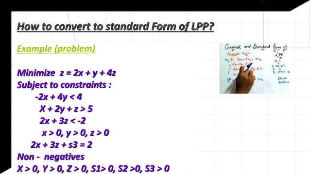 Canonical form and Standard form of LPP | PPTX