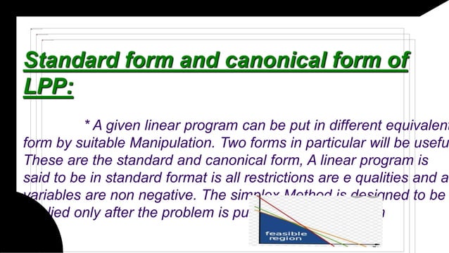 Canonical Form And Standard Form Of Lpp Ppt