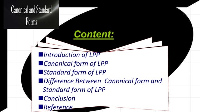 Canonical form and Standard form of LPP | PPT
