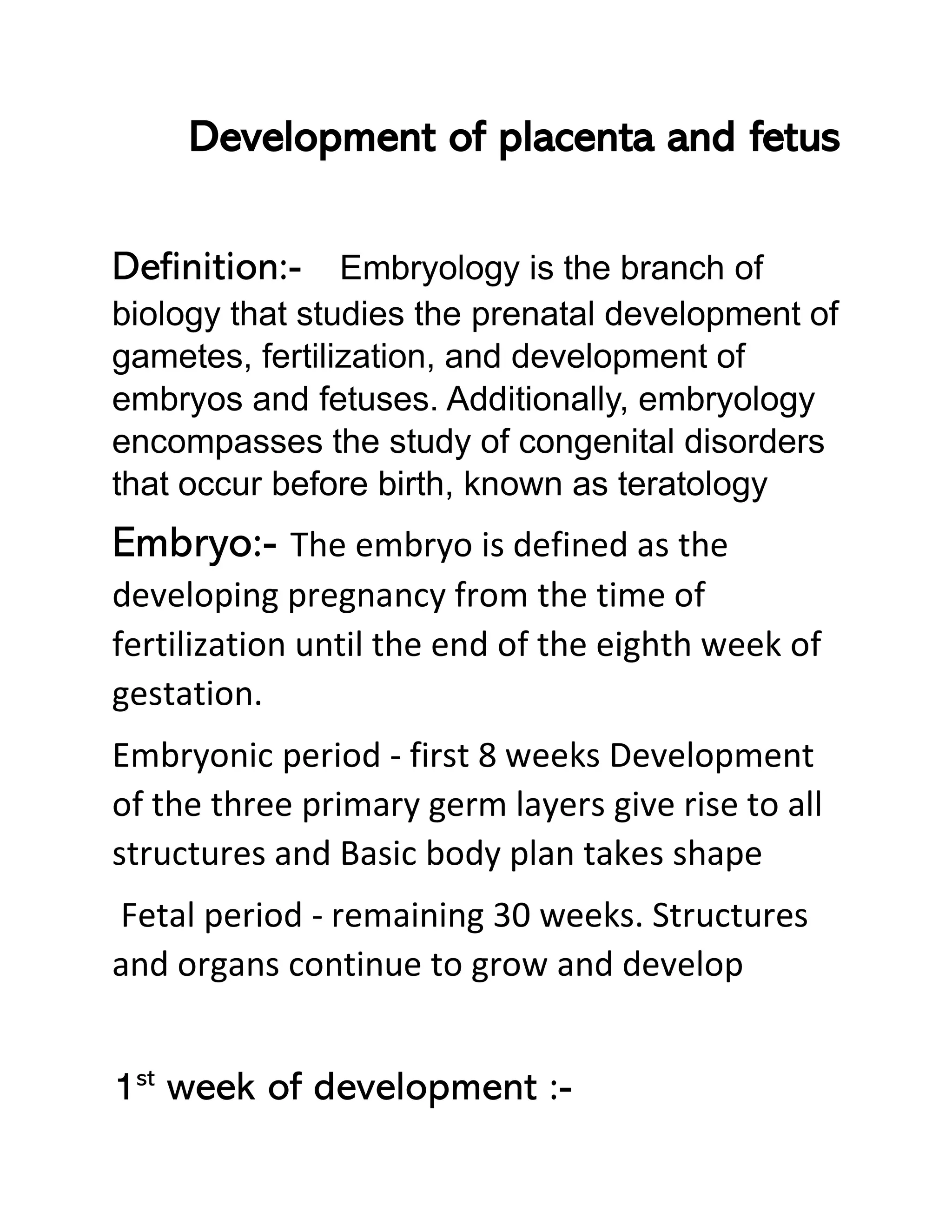 FOETAL AND PLACENTA DEVLOPMENT | PDF